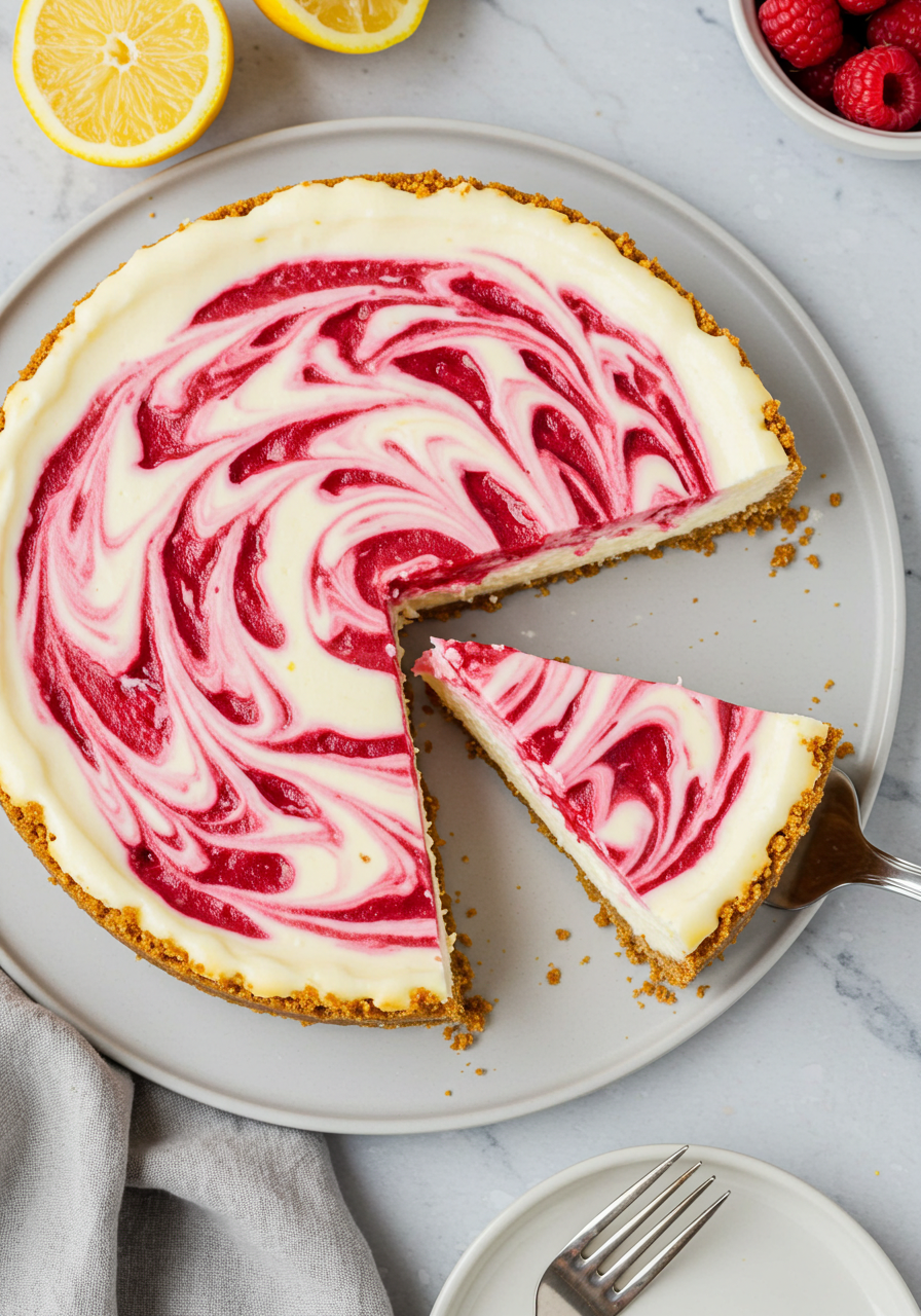 No-Bake Lemon Raspberry Cheesecake
