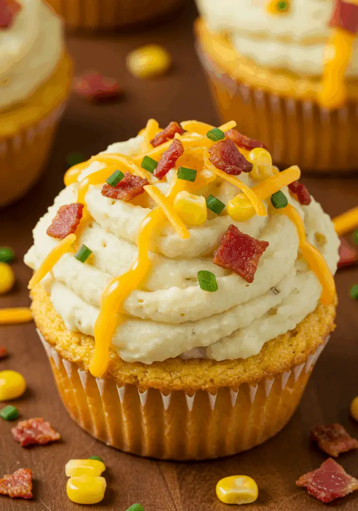 Cornbread Cupcakes with Mashed Potatoes