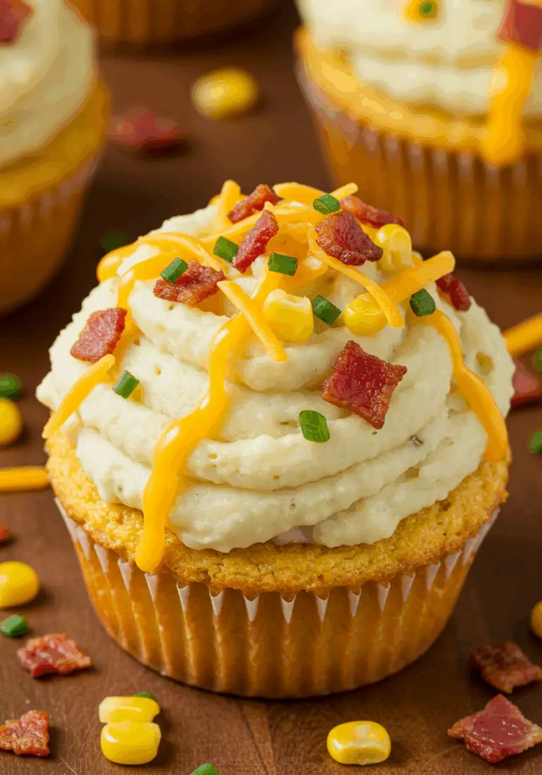 Cornbread Cupcakes with Mashed Potatoes