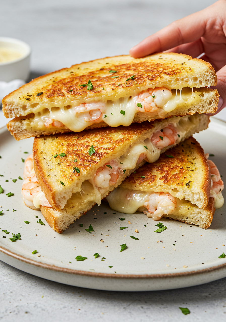 Cheesy Garlic Bread Shrimp Grilled Cheese - Martharecipes