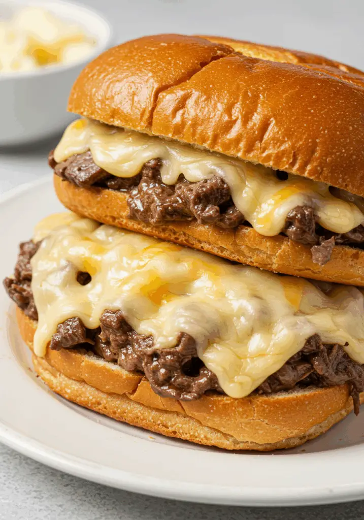 Slow Cooker Beef & Cheddar Sandwiches