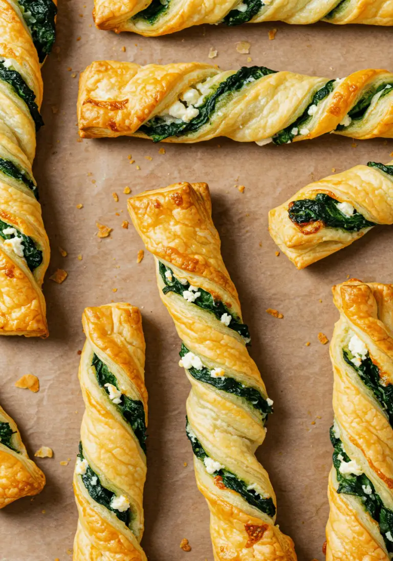 Spinach and Feta Puff Pastry Twists - Martharecipes