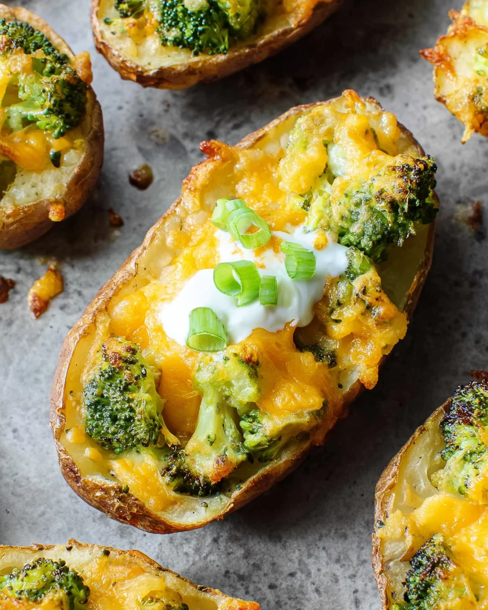 Broccoli and Cheddar Potato Skins