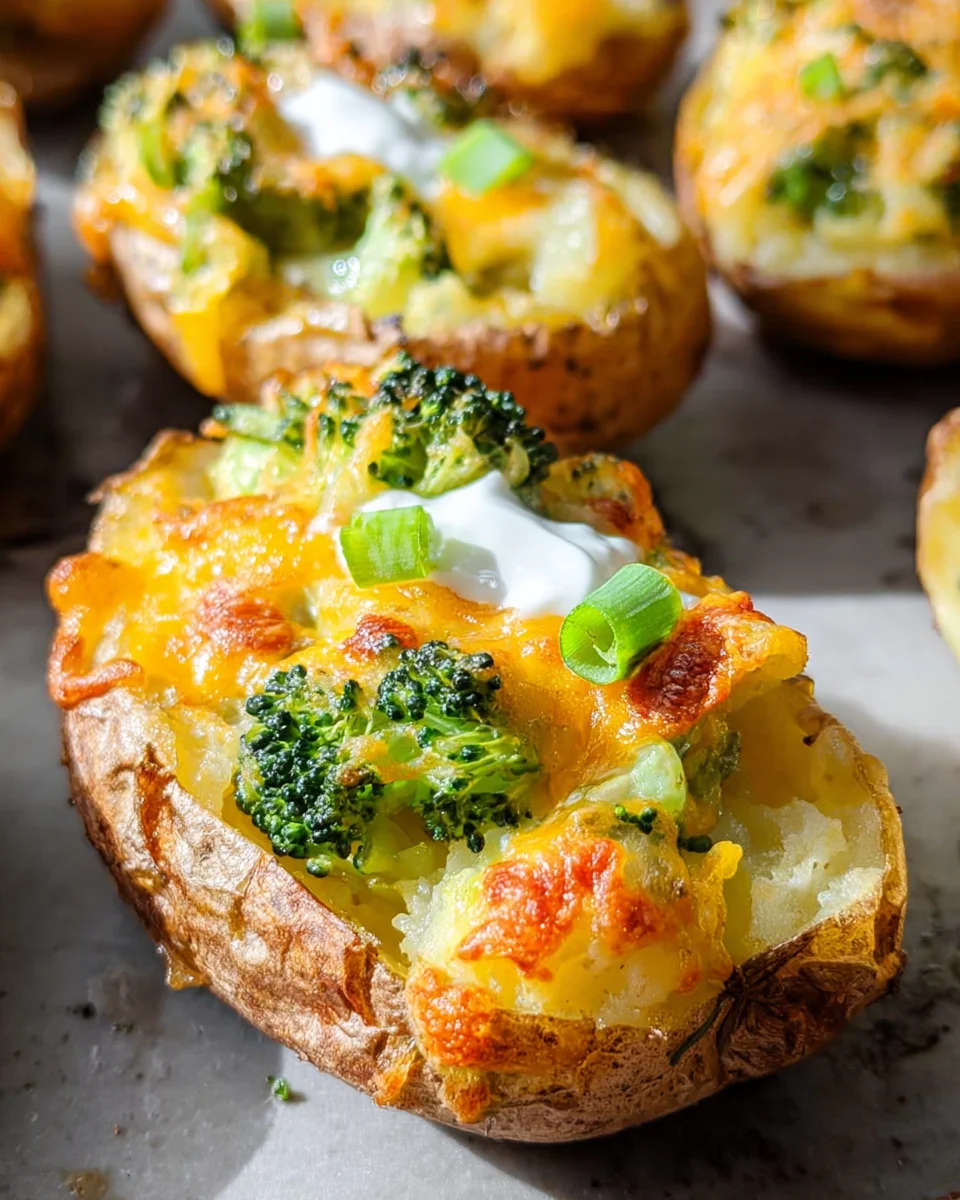 Broccoli and Cheddar Potato Skins