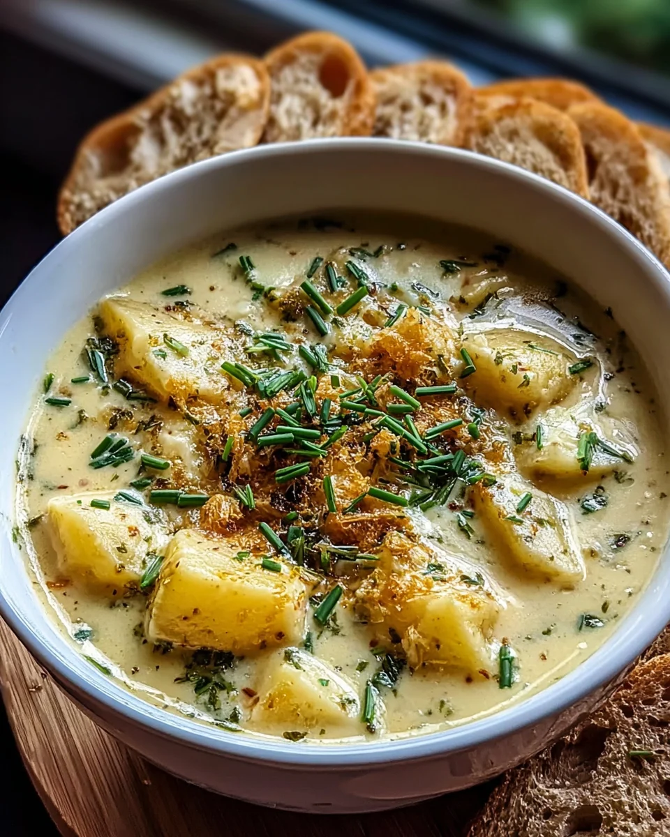 Hearty Cheddar Garlic Herb Potato Soup