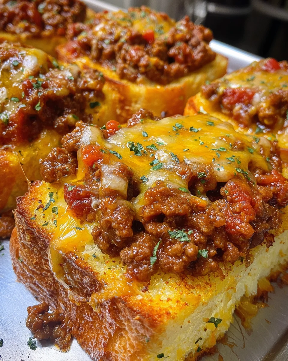 Cheesy Sloppy Joe Garlic Toast