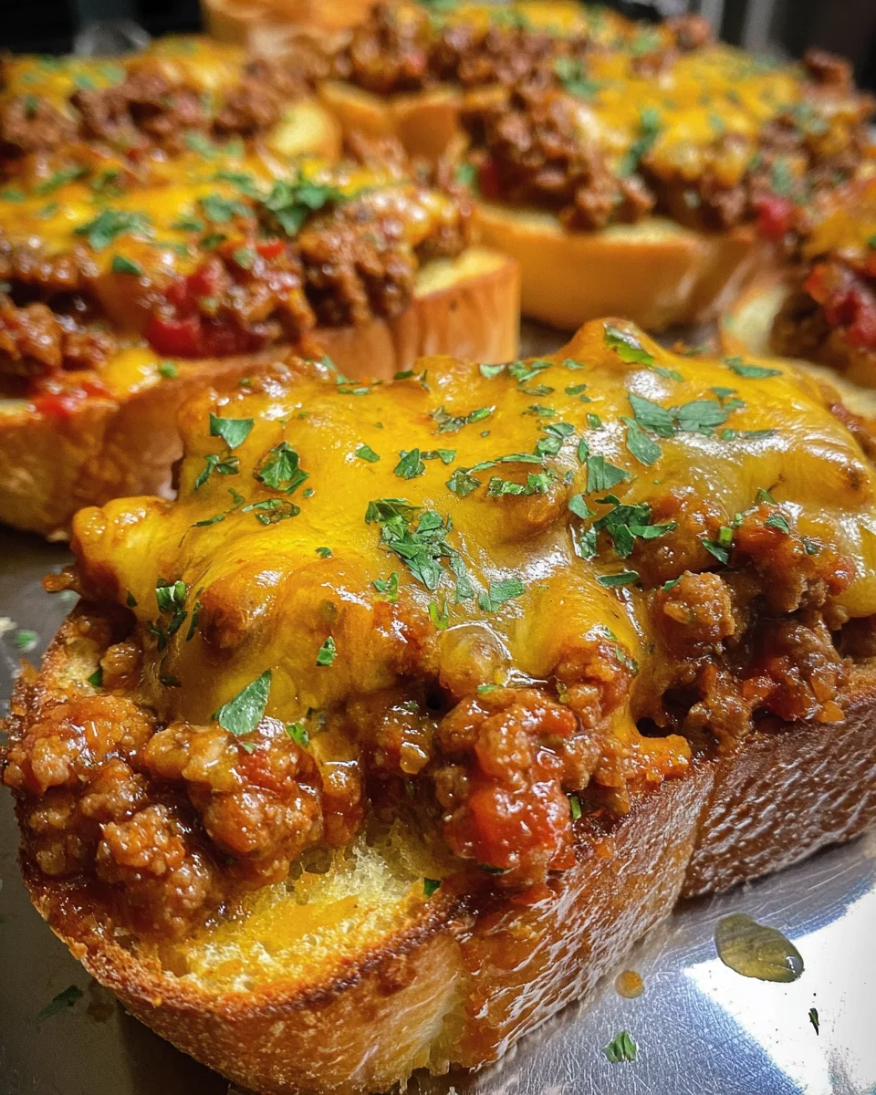 Cheesy Sloppy Joe Garlic Toast