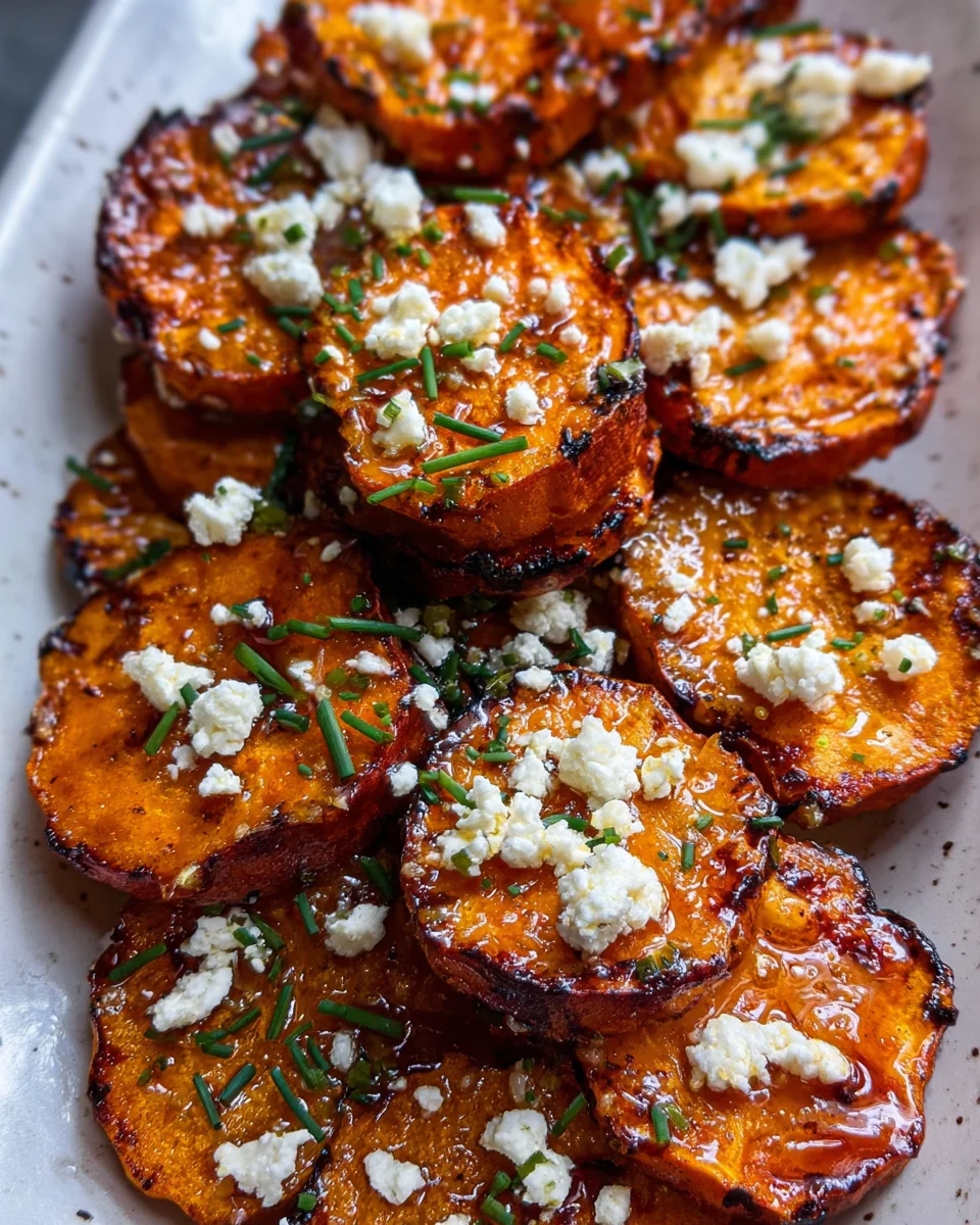 Roasted Sweet Potato Rounds with Honey & Feta