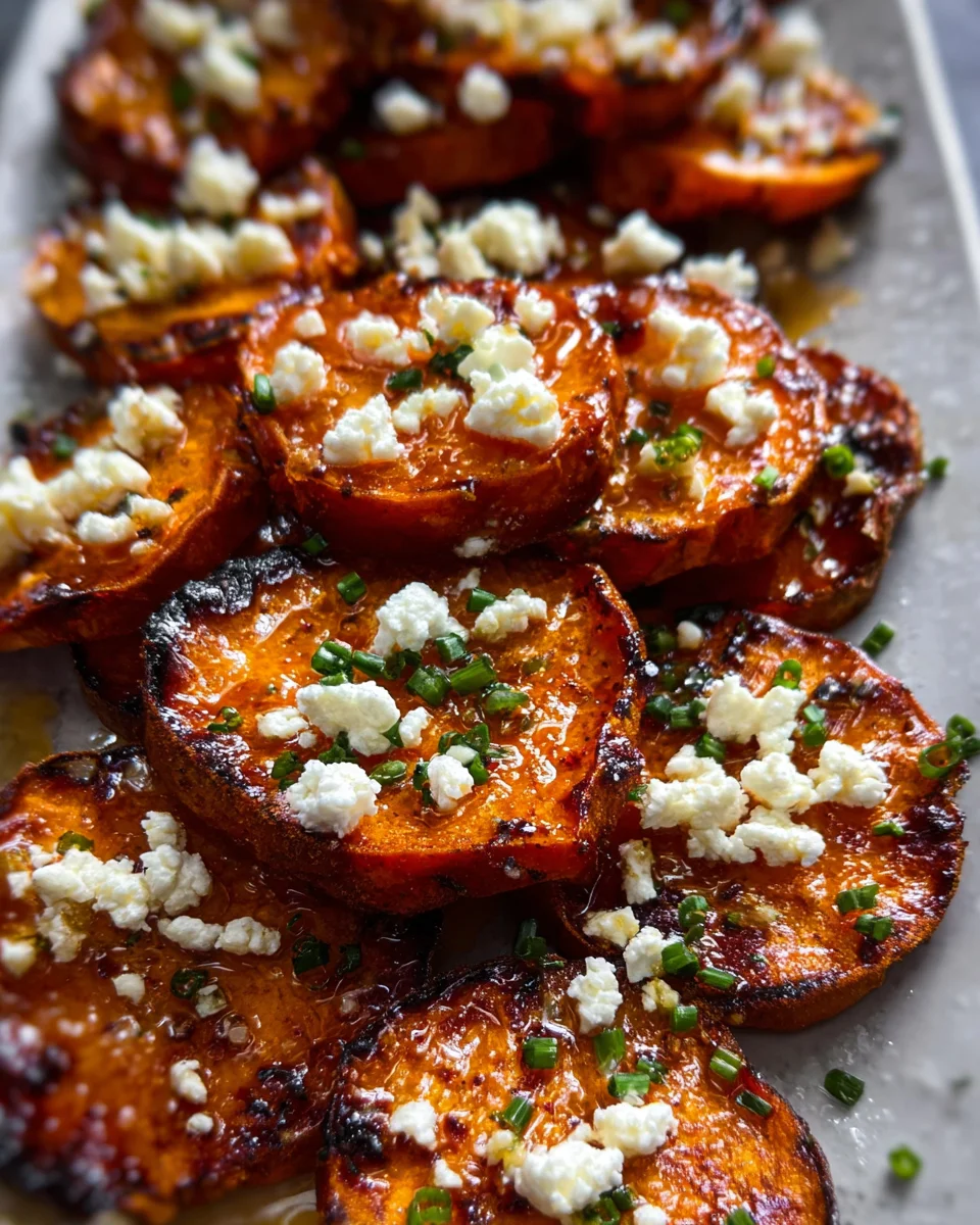 Roasted Sweet Potato Rounds with Honey & Feta