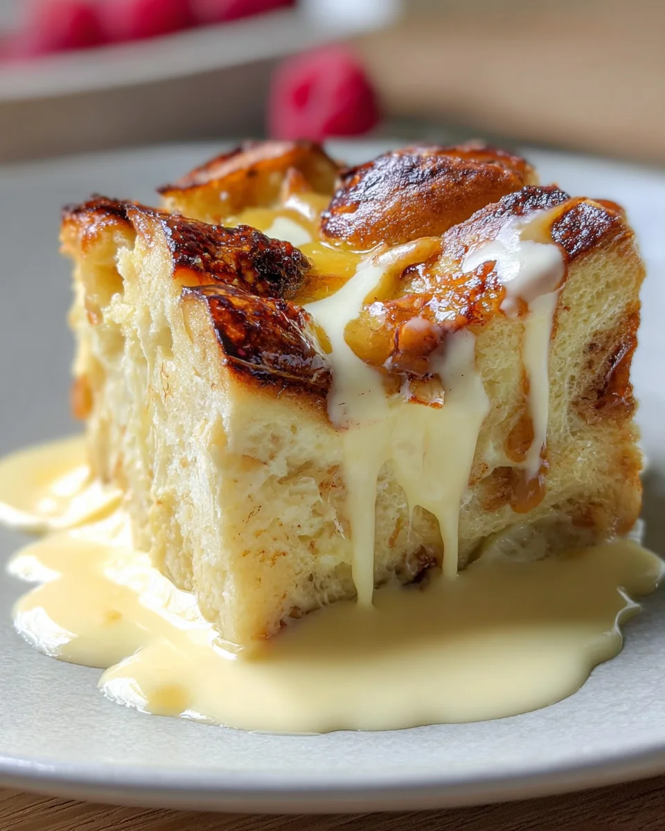 Custard Bread Pudding with Vanilla Sauce