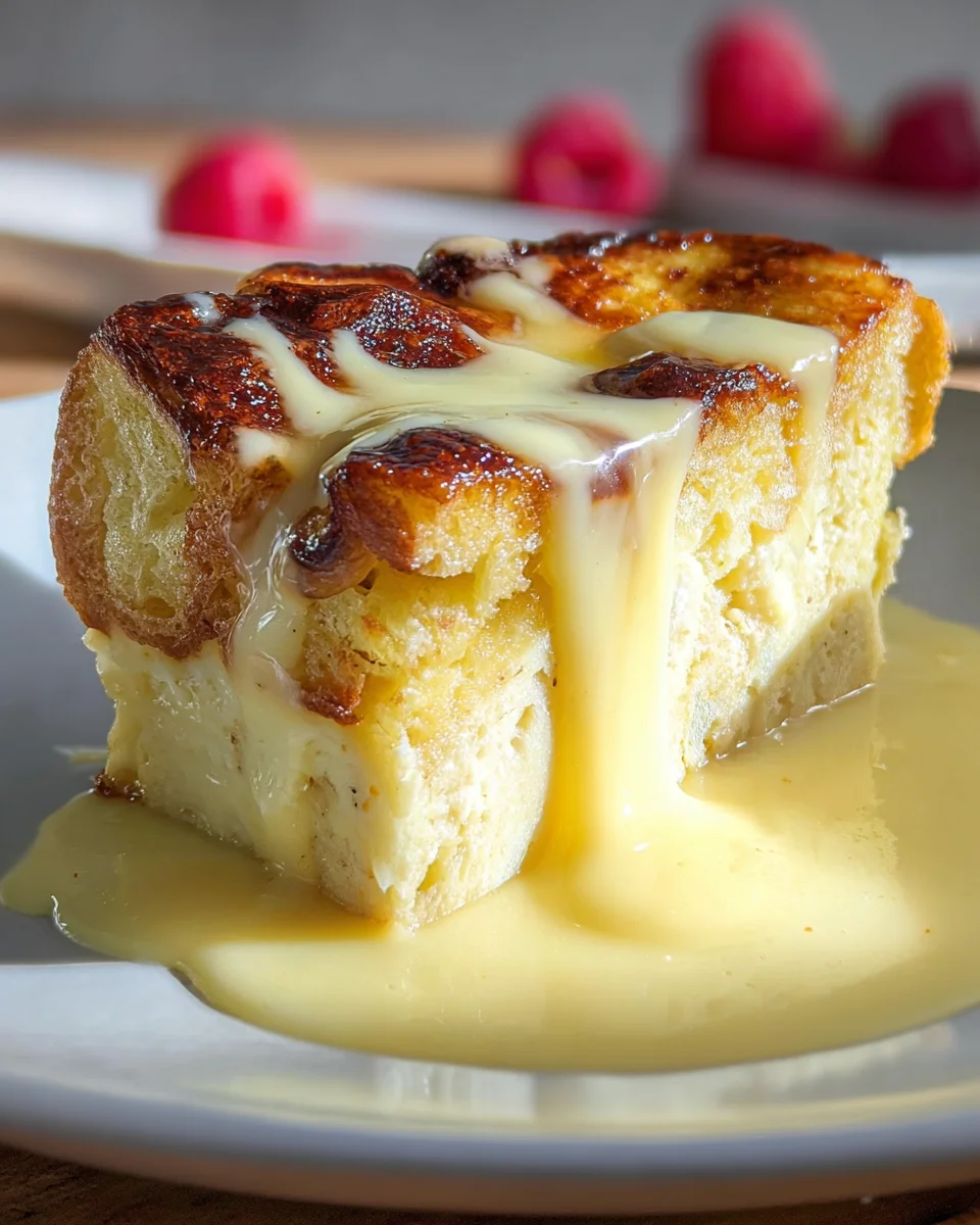 Custard Bread Pudding with Vanilla Sauce