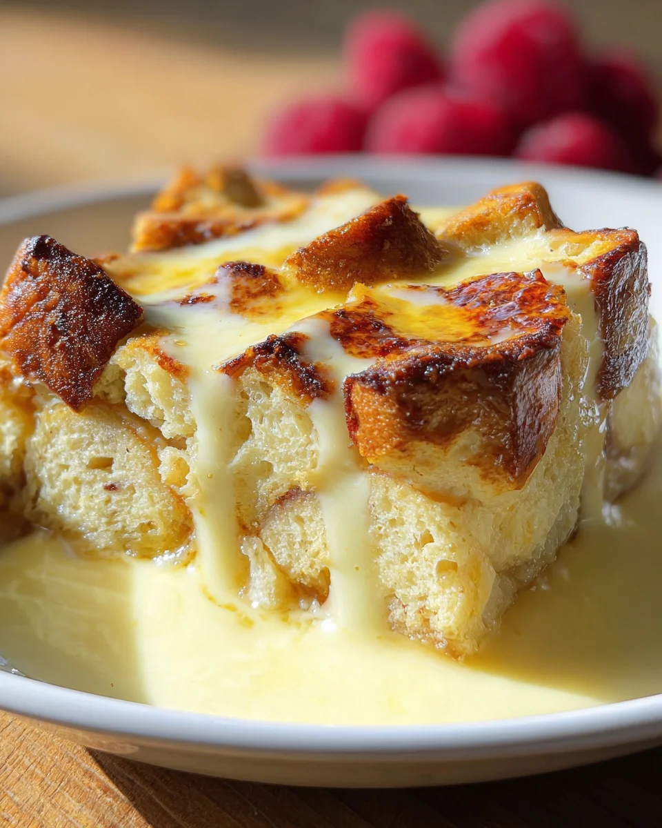 Custard Bread Pudding with Vanilla Sauce