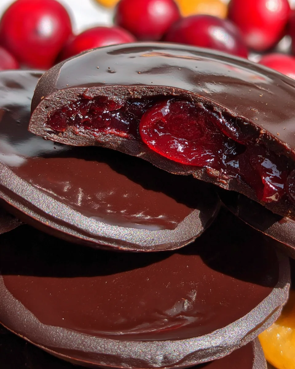 Dark Chocolate Covered Cranberry Sauce Bites