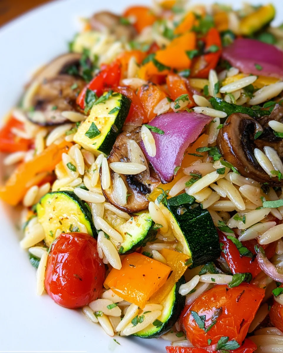 Orzo with Roasted Vegetables (Easy!)
