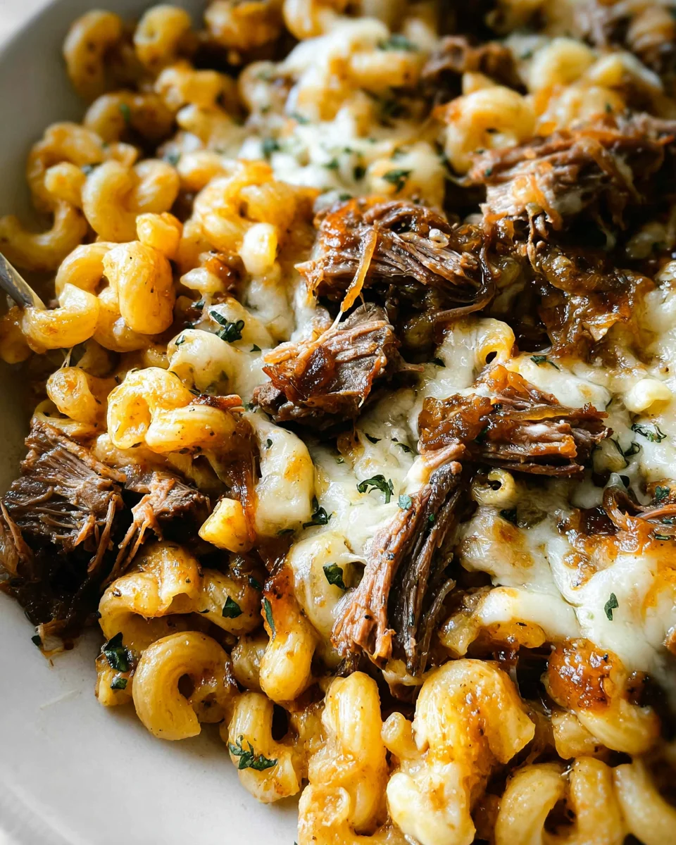 Hearty French Onion Pasta with Braised Beef & Caramelized Onions