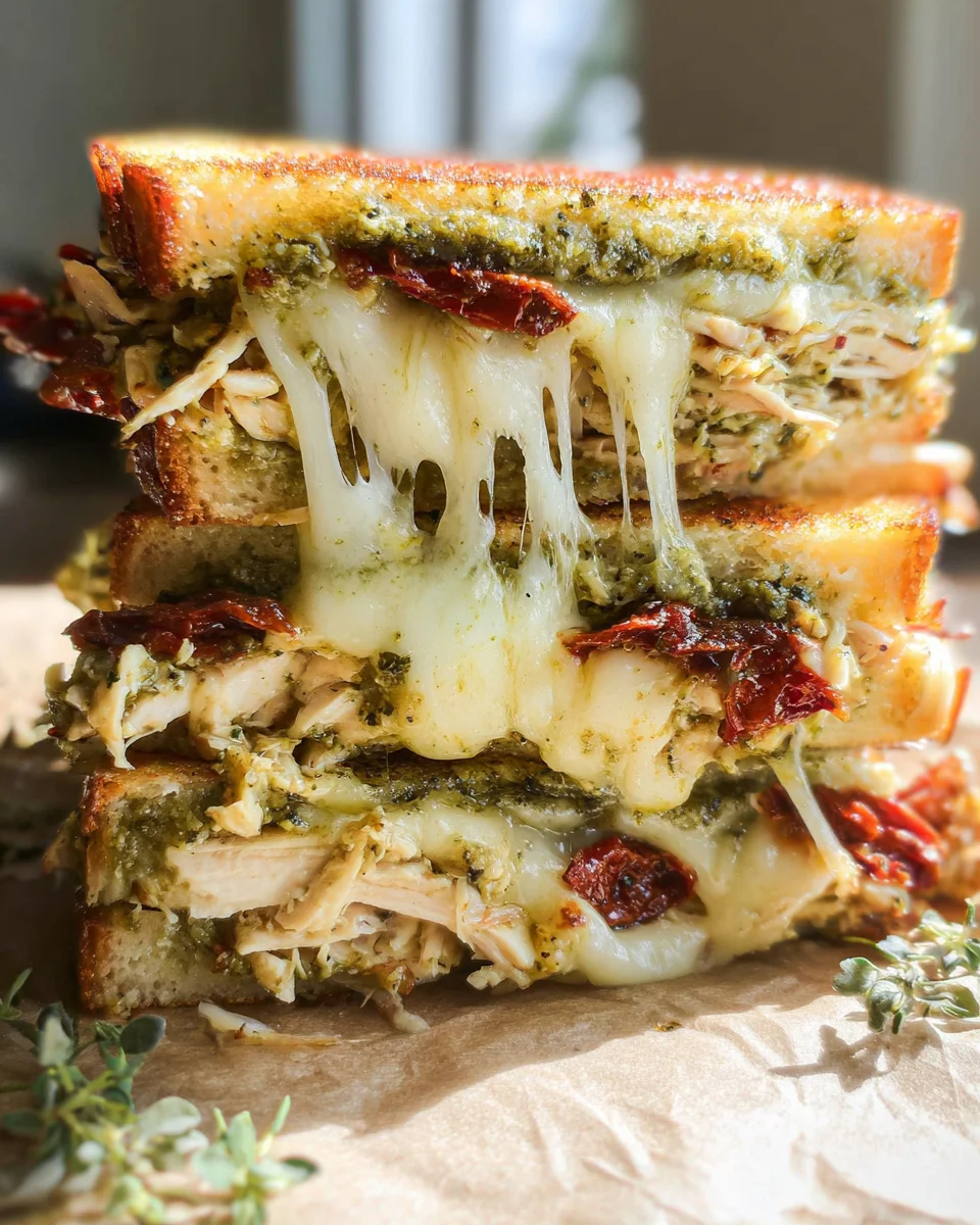 MEGA Chicken Pesto Grilled Cheese Sandwich