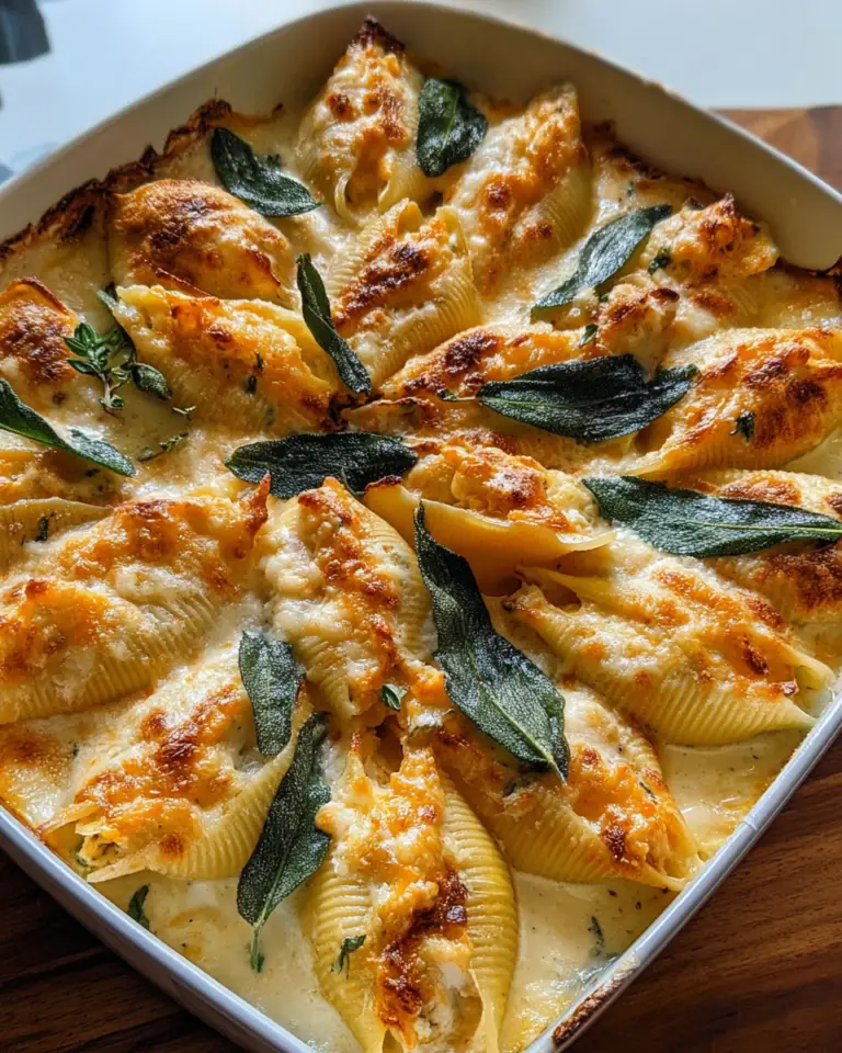 Pumpkin & Gouda Stuffed Shells With Brown Butter & Sage Alfredo Sauce