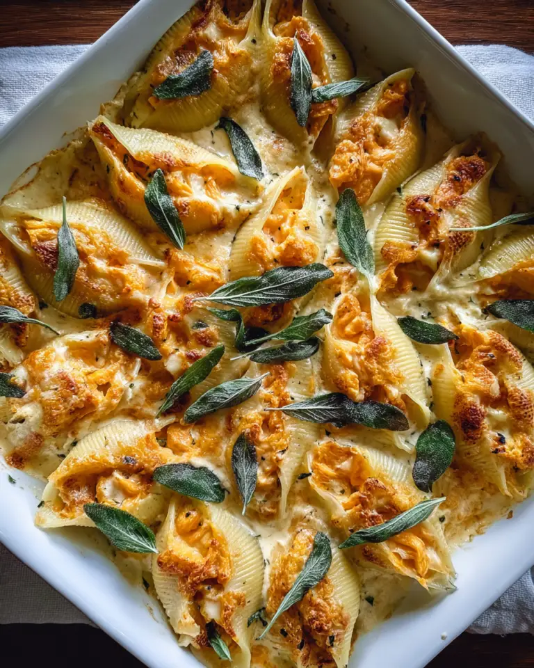 Pumpkin & Gouda Stuffed Shells With Brown Butter & Sage Alfredo Sauce