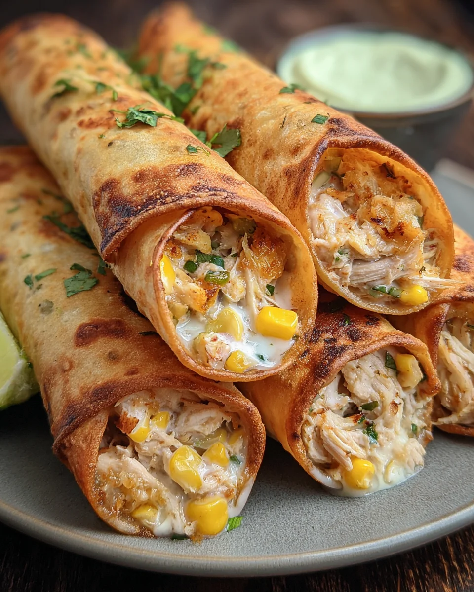 Creamy Pulled Chicken Taquitos