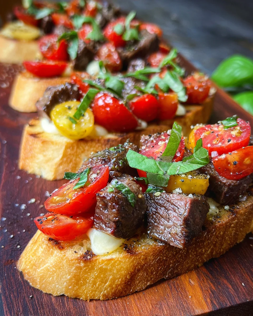 Grilled Steak and Tomato Crostini