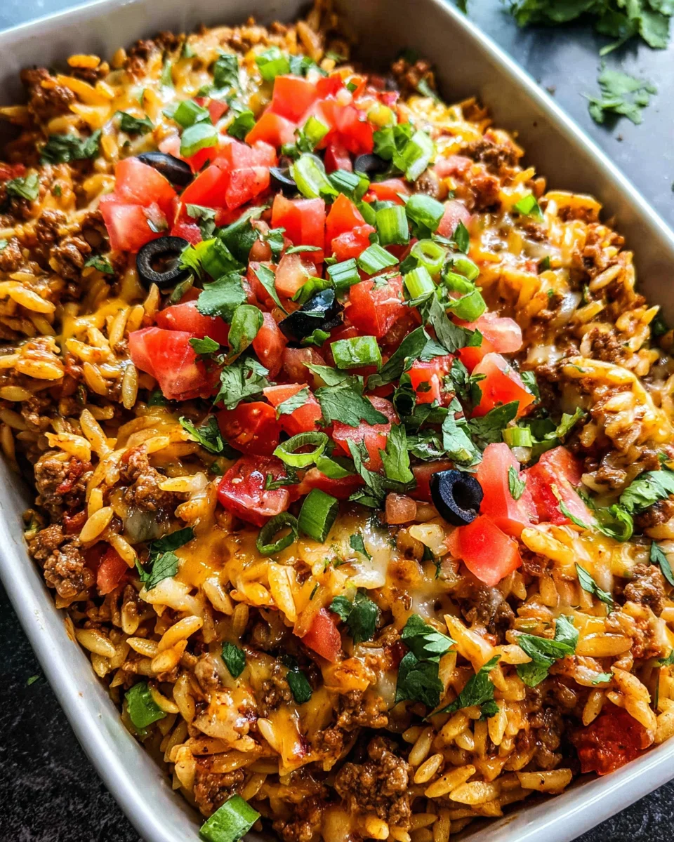 One Pot Cheesy Taco Orzo