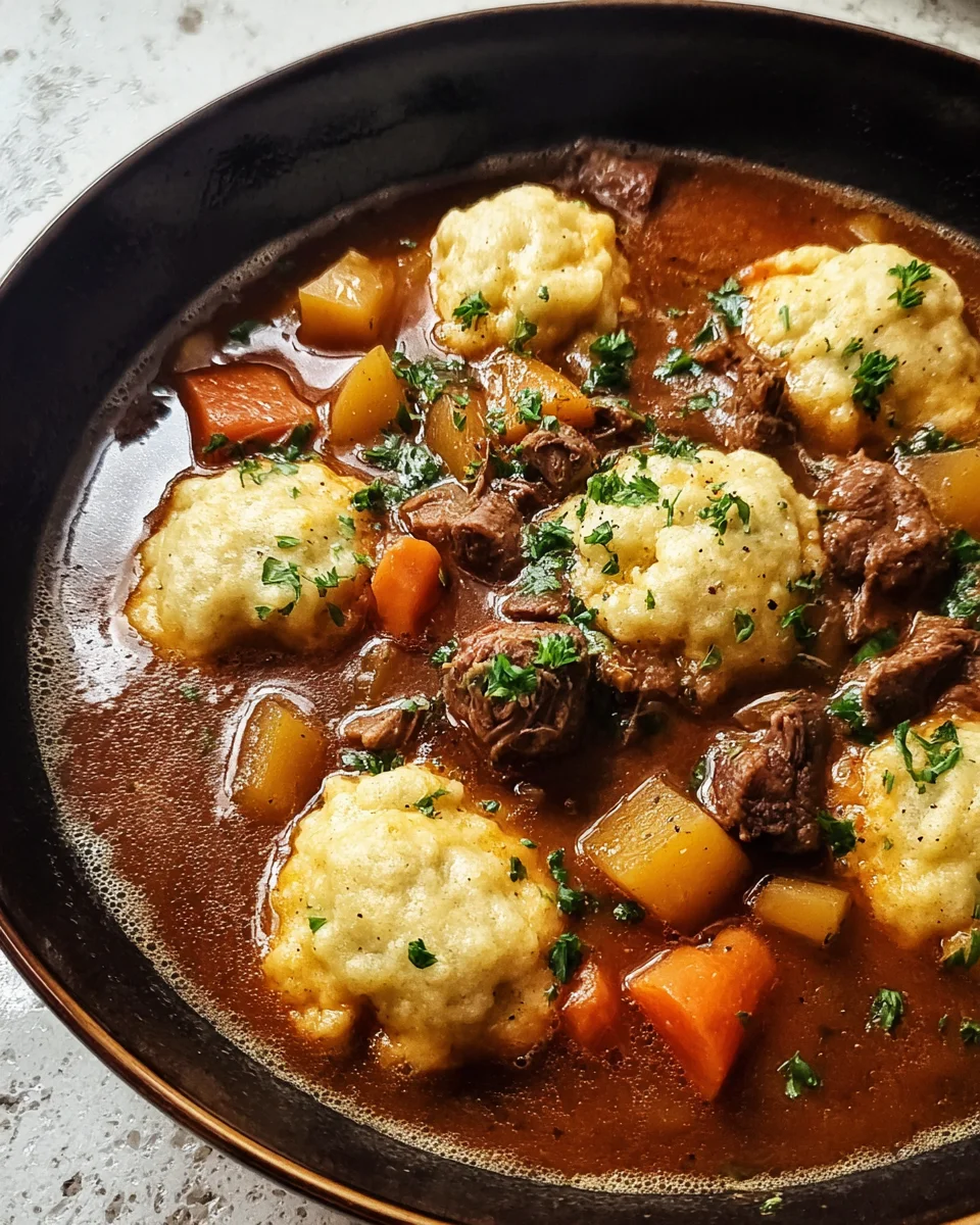 Tasty Beef Stew and Dumplings