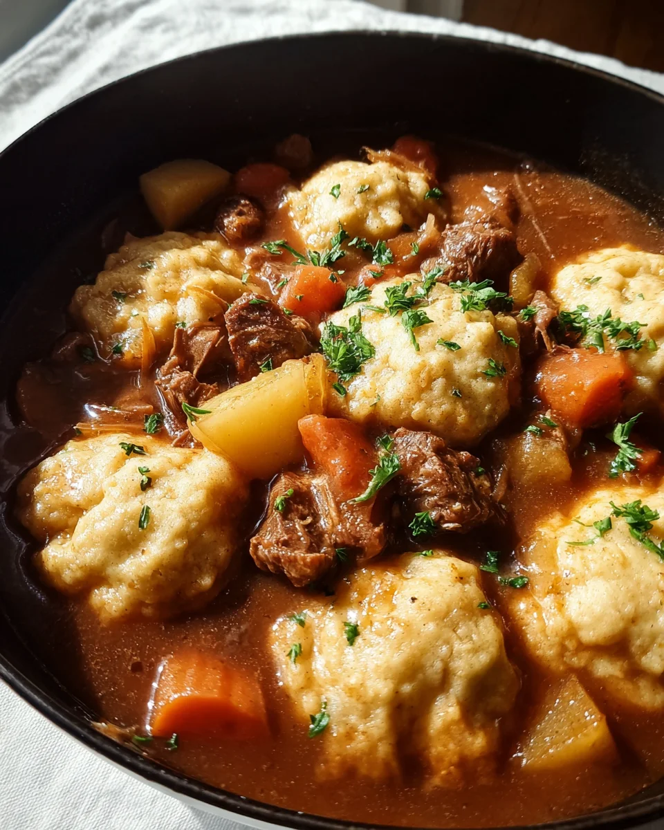 Tasty Beef Stew and Dumplings