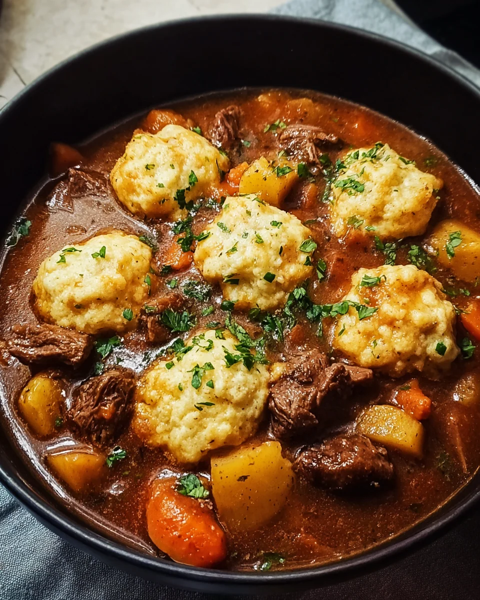 Tasty Beef Stew and Dumplings